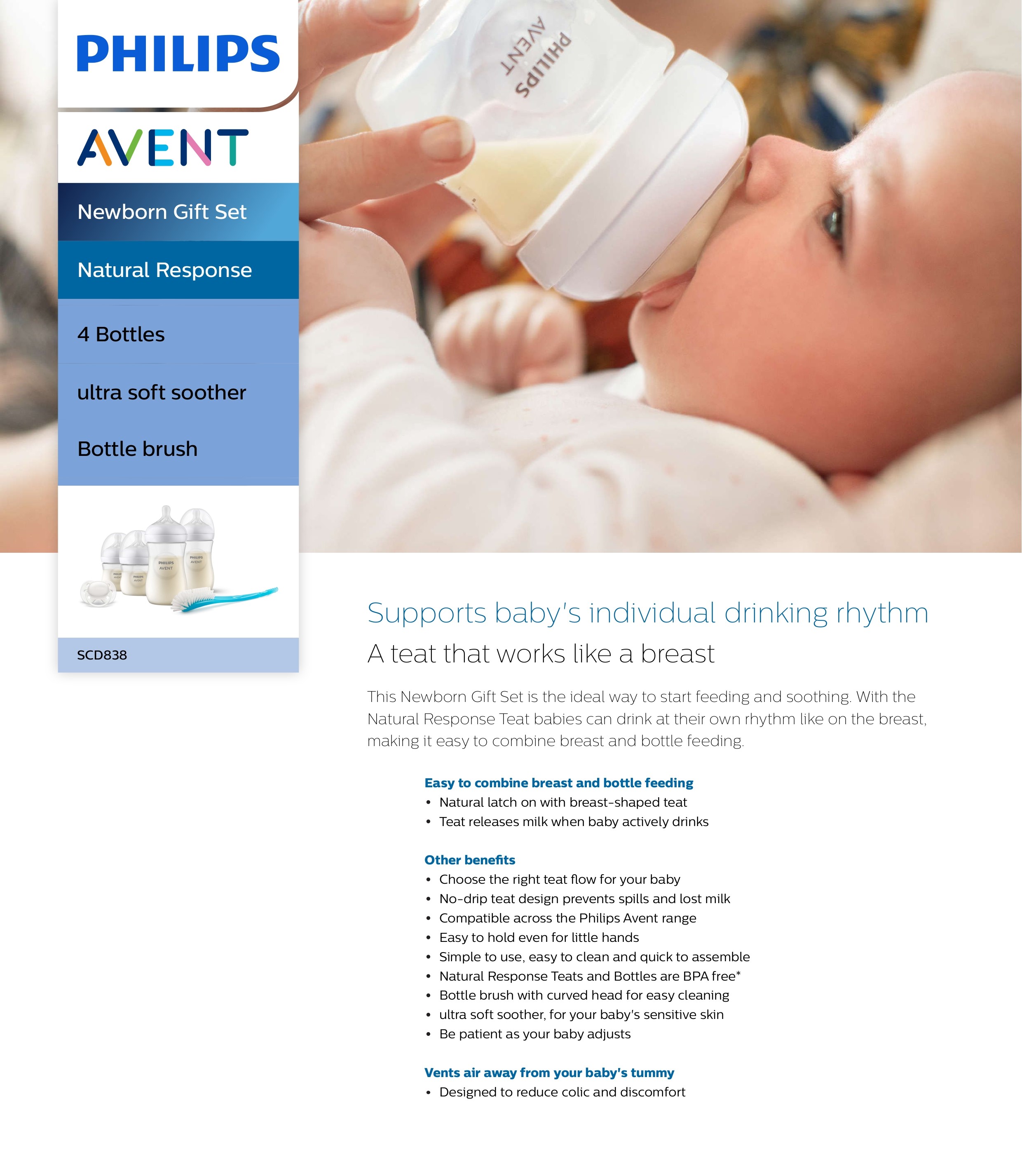 [New] Philips Avent Natural Response Baby Bottle Newborn Gift Set ...