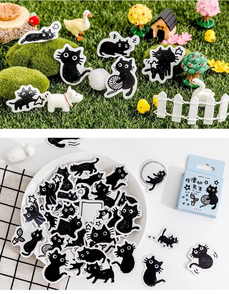 Mini Box Series Mr. Edgar Plays At Night Cute Black Kitty Cat Deco ...