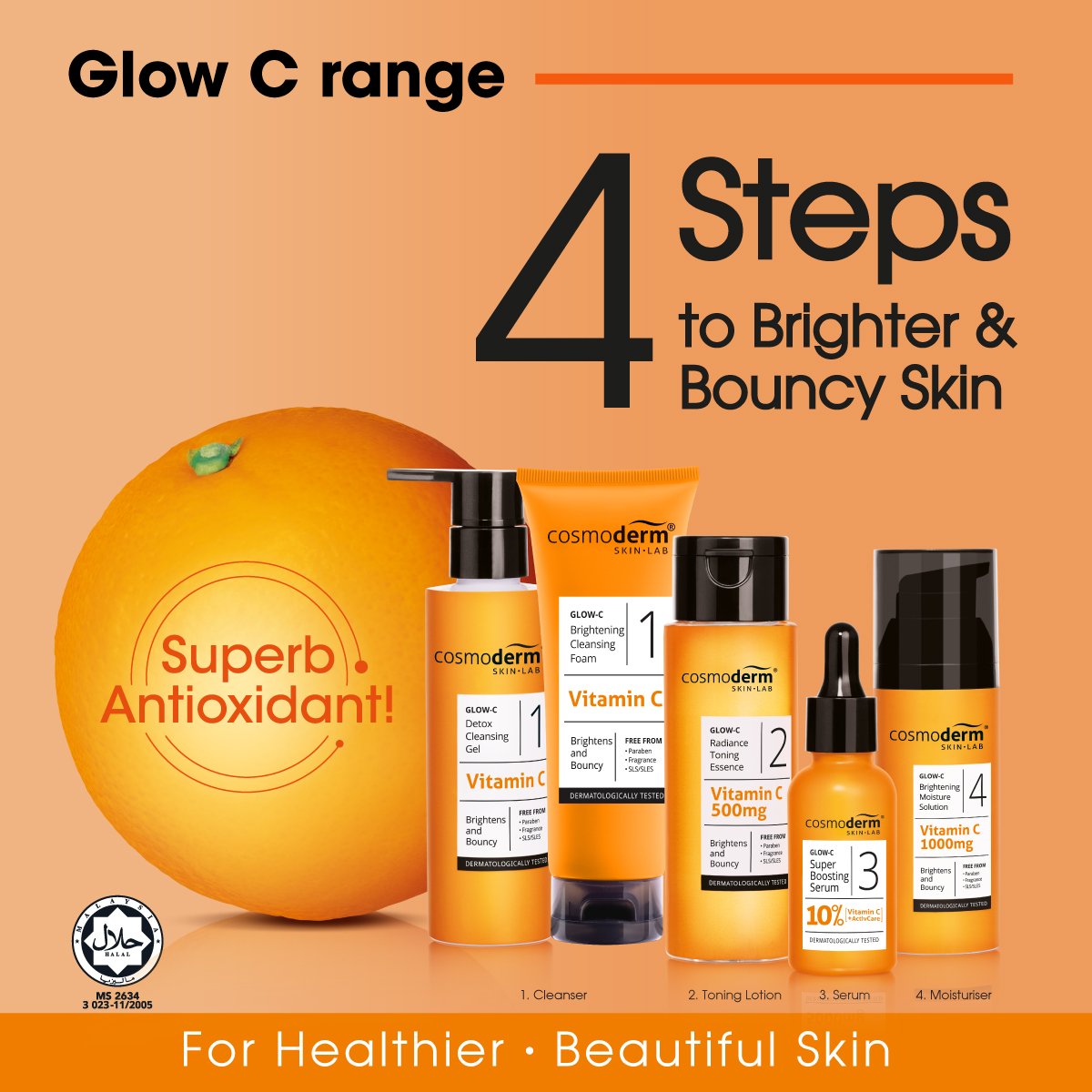 Cosmoderm Glow-C Super Boosting Serum 10% Vitamin C + ActivCare (30ml ...