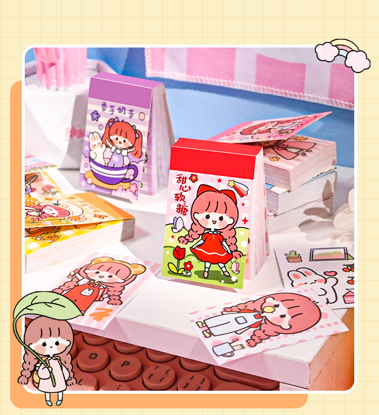Whitespace 50pcs Aki Mini Sticker Book Cute Girl Washi Buku Sticker ...