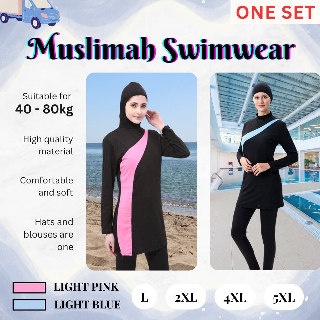 Baju Berenang / Baju Mandi Muslimah Muslim Women Swimwear Swimming Suit ...
