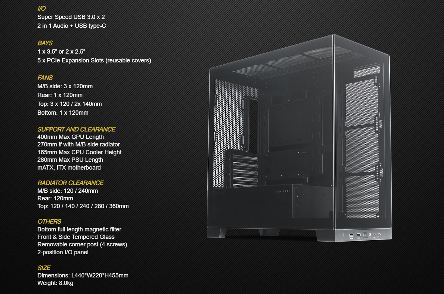 TECWARE VX90M Dual TG MATX Gaming PC Case | Shopee Malaysia