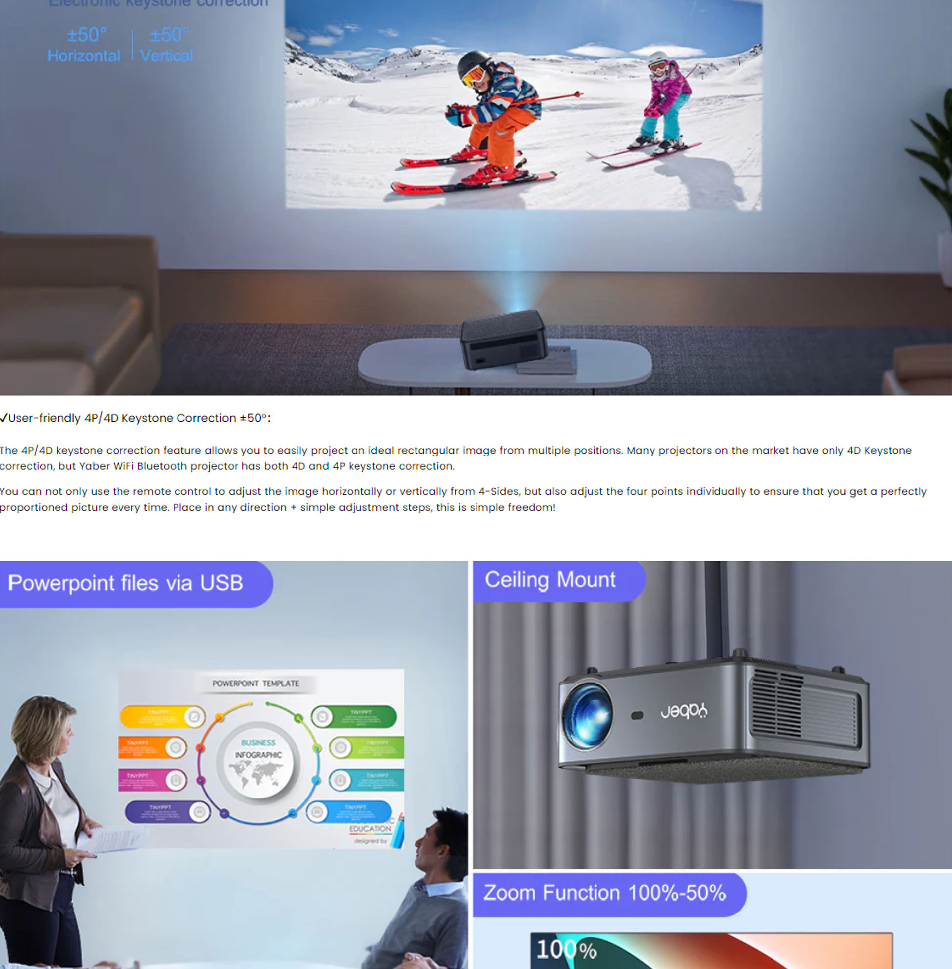 Yaber Pro U6 Entertainment Projectors Full HD (Support 4K) Bluetooth 5. ...