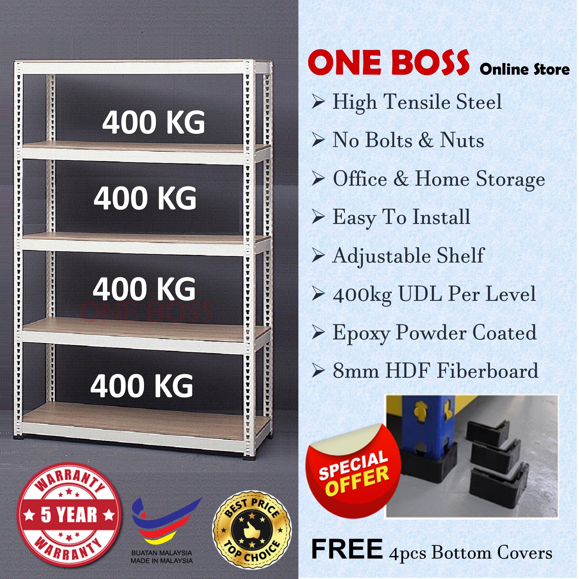 ONE BOSS - 5 LEVELS BEIGE COLOR MULTI PURPOSE BOLTLESS RACKING ...