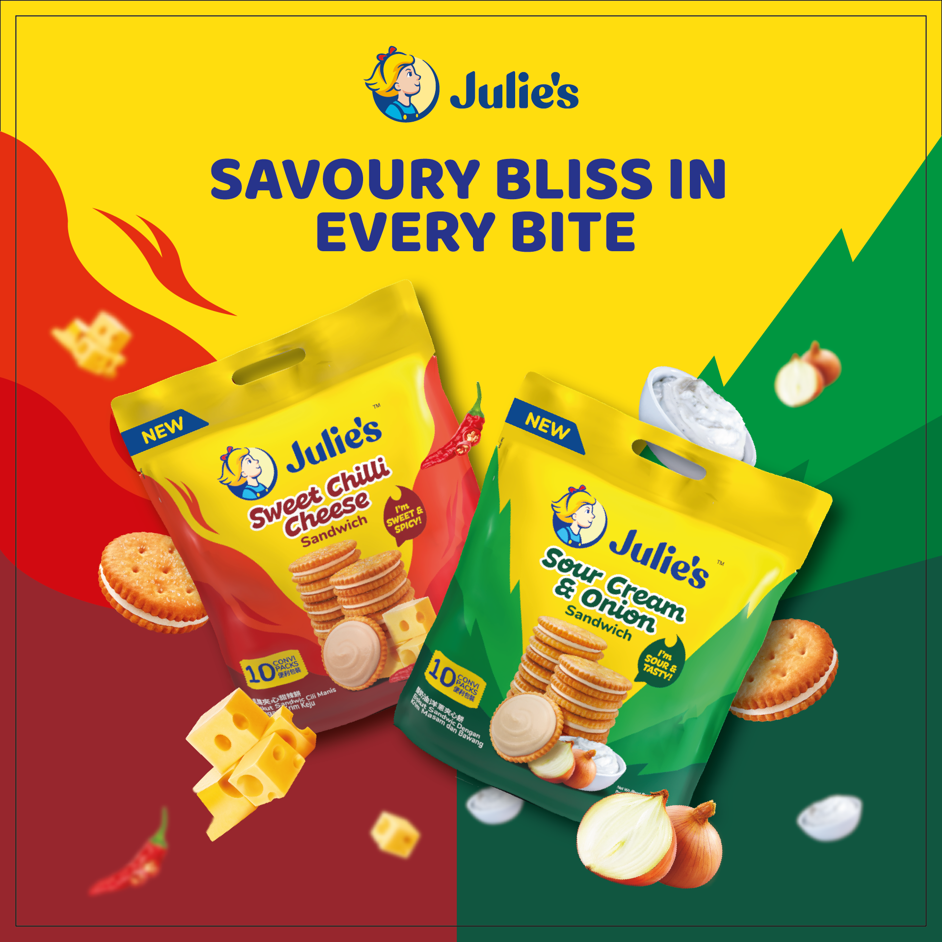 Julie's Sweet Chilli Cheese Sandwich (280g x 3 Packs) | Shopee Malaysia