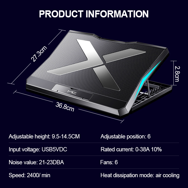 New RGB Laptop Radiator Portable Laptop Holder Cooler Cooling Fan ...