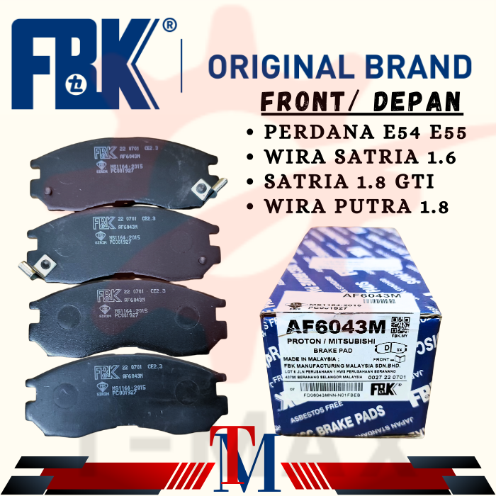 FBK Brake Pad Front/ Depan - Proton Perdana/ Satria 1.6, 1.8 GTI/ Wira 1.6, 1.8/ Putra 1.8 ...