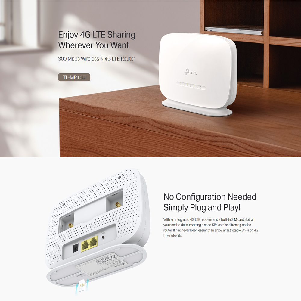 TP-Link TL-MR100 TL-MR105 Sim Card Router 300Mbps Wireless N 4G LTE ...