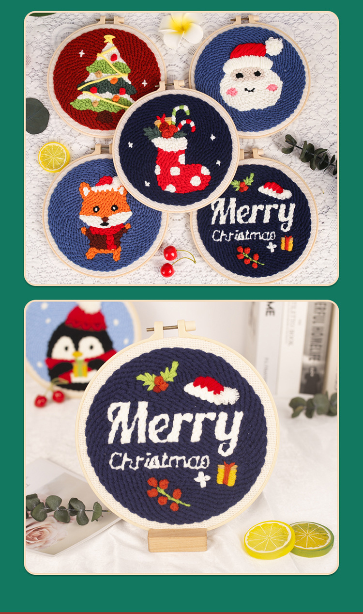 [FULL SET] Punch Needle Christmas Series Embroidery Kit Sewing kit ...