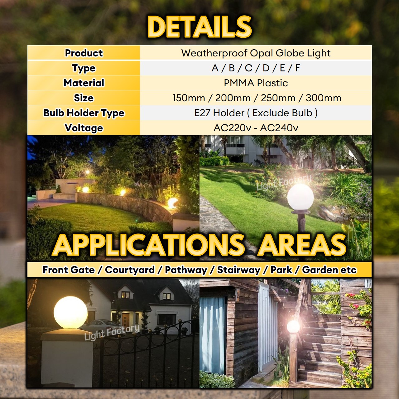 🔥HOT🔥Outdoor Gate Light /OPAL Globe Light Weatherproof Outdoor Pillar ...