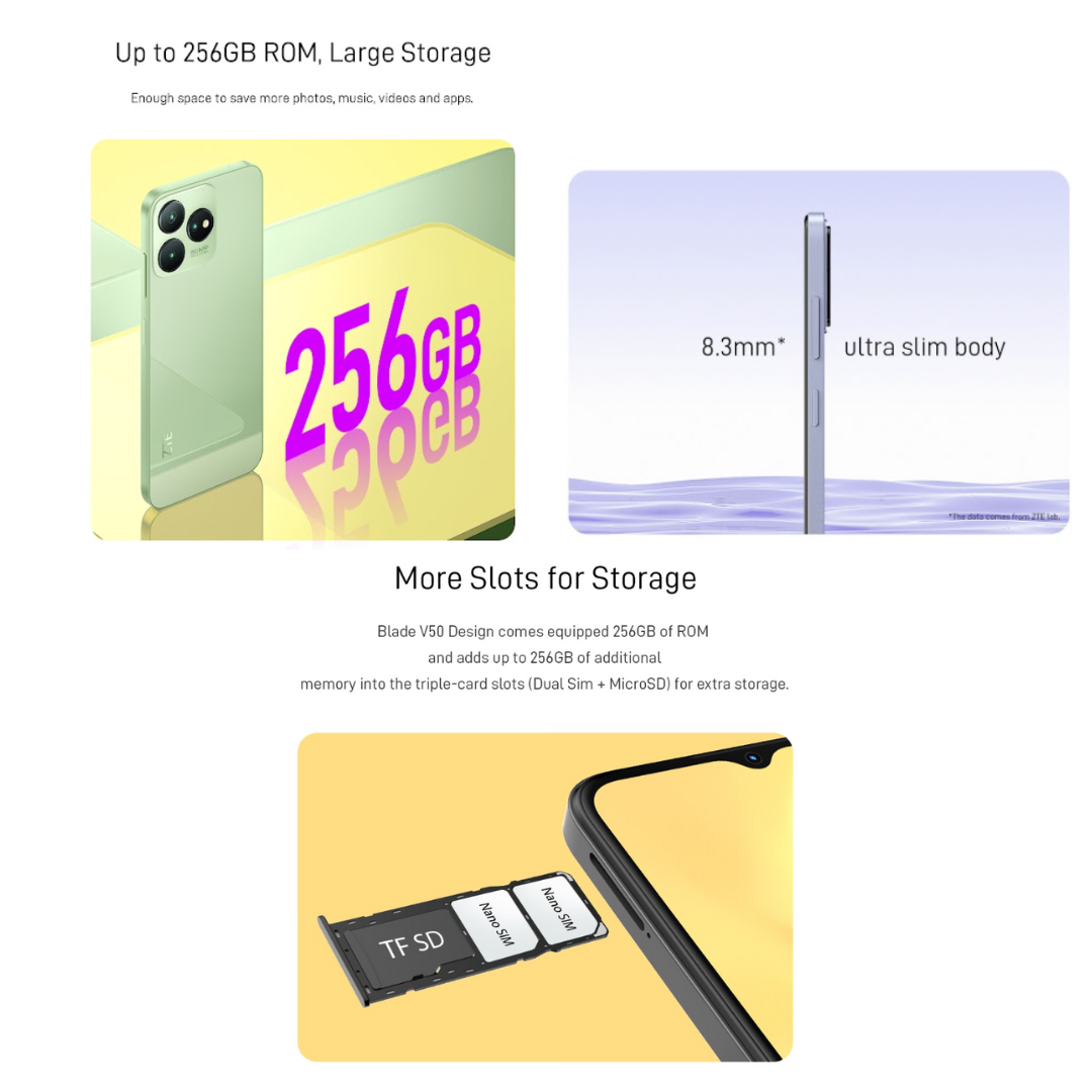 ZTE BLADE V50 Design (8+10)GB+256GB | Octa-core, 1.6GHz, 50MP AI Triple ...