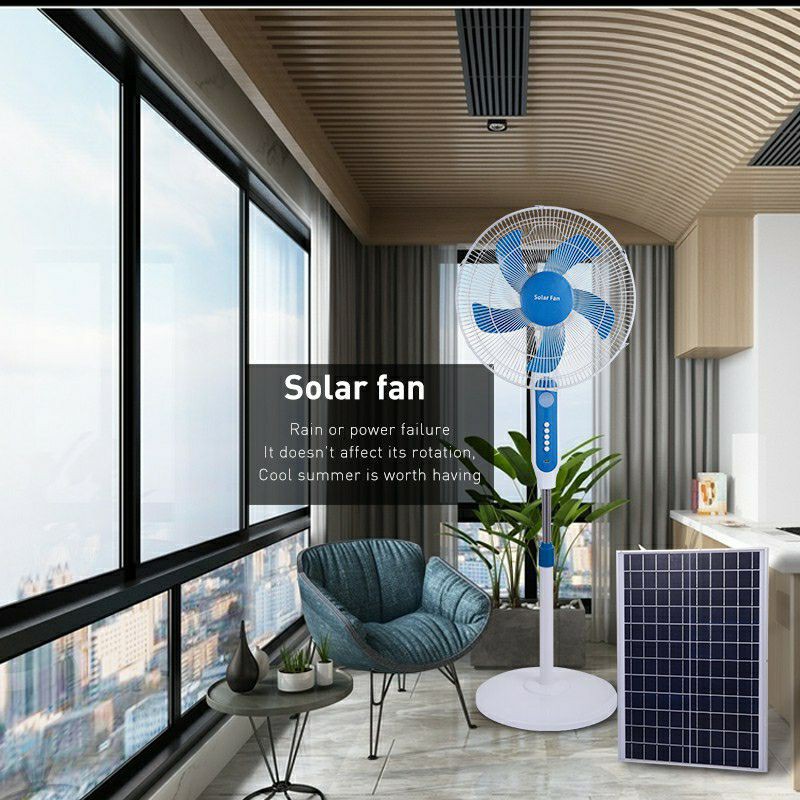 16 inch Solar Fan DC Kipas Solar Portable Energy-saving floor fan Ultra ...