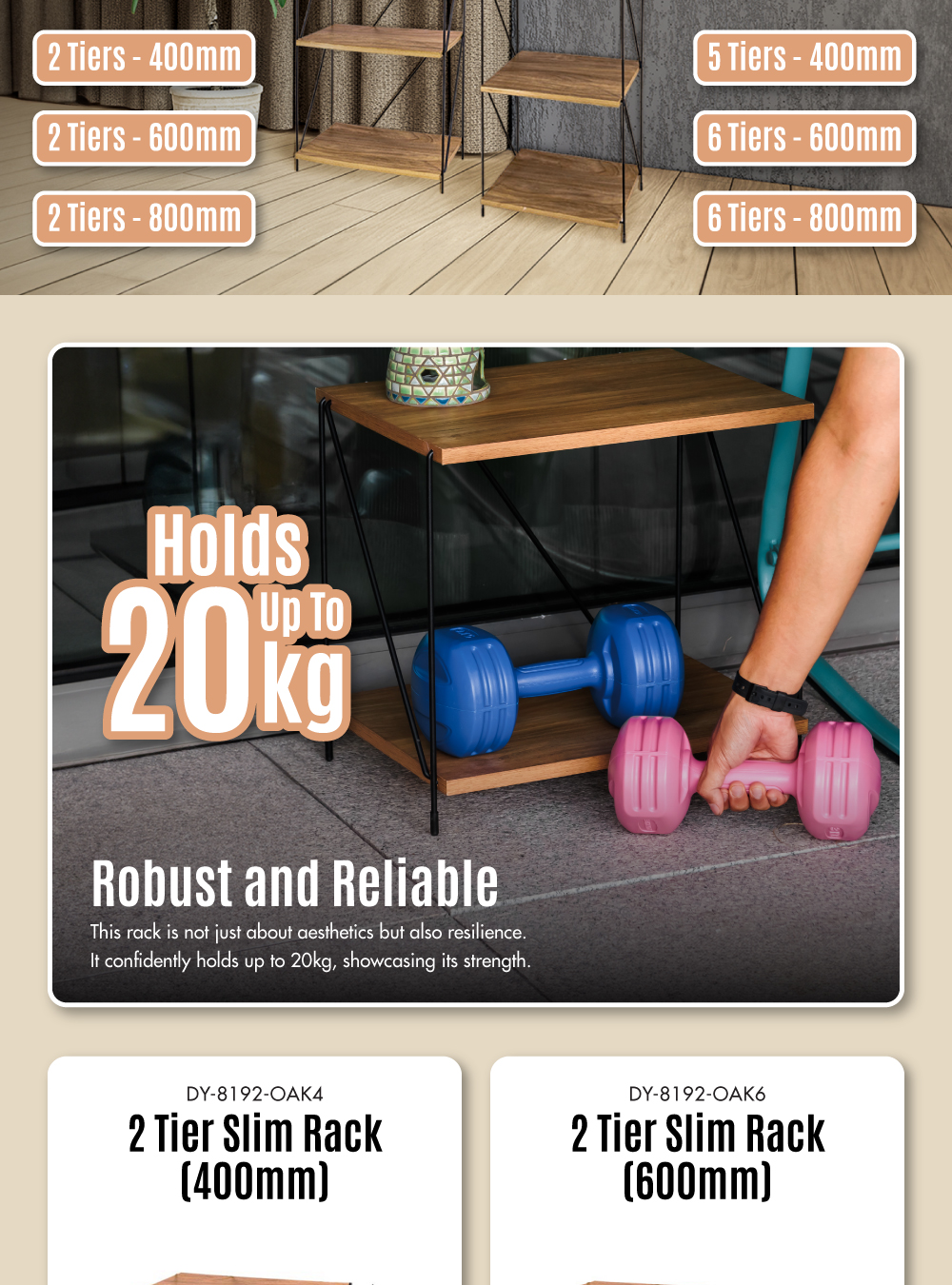 HOUZE - RALF Slim Storage Rack | Storage Shelf - 2 Tiers | 3 Tiers | 4 ...