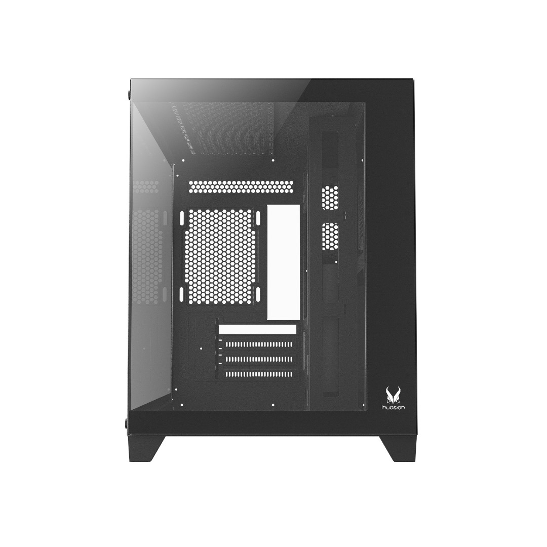 INVASION D-7000 Frameless Gaming Case With 6 ARGB Fans (Black and White ...