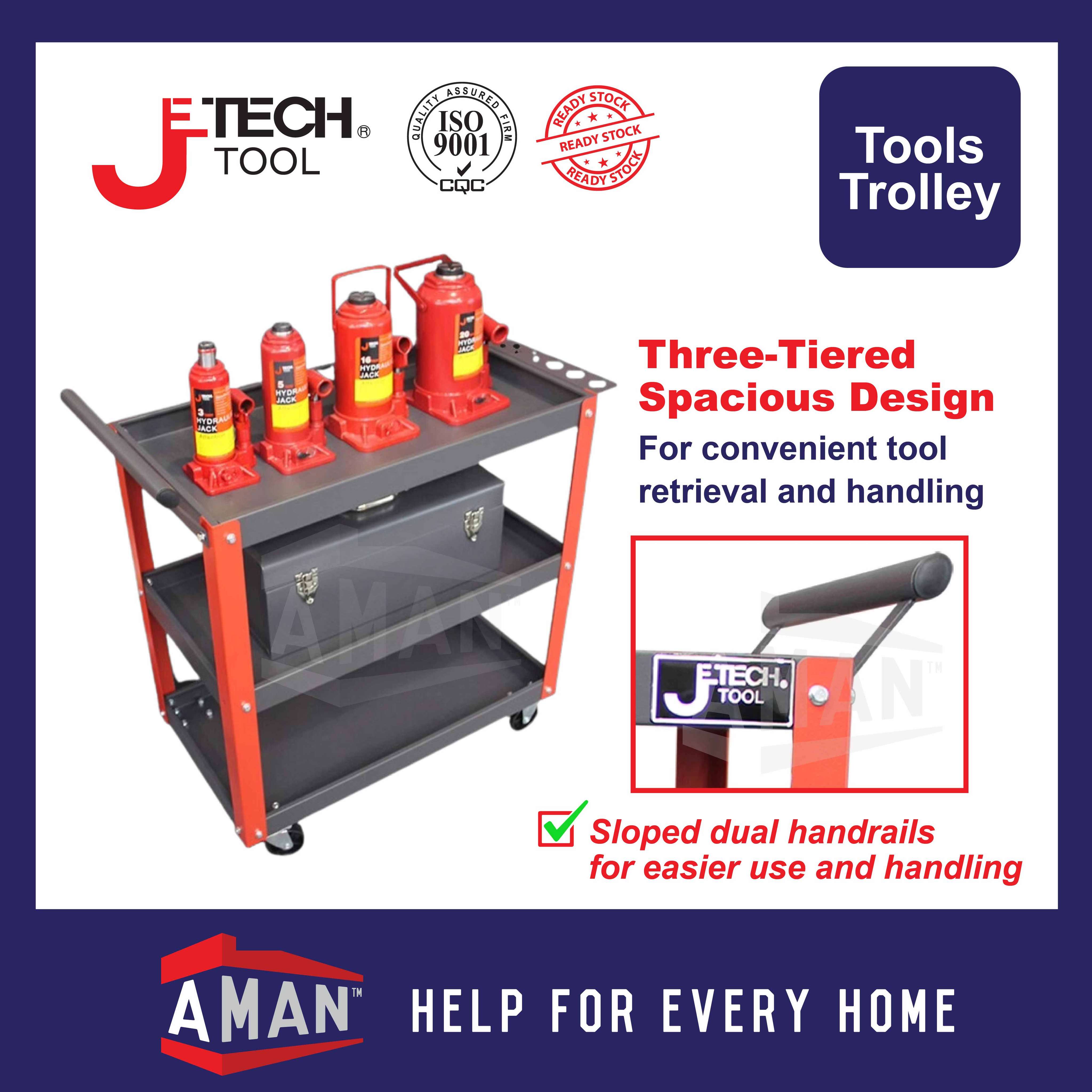 JETECH 3 Layer Metal Tool Trolley Cabinet With Lockable Wheel Tool ...