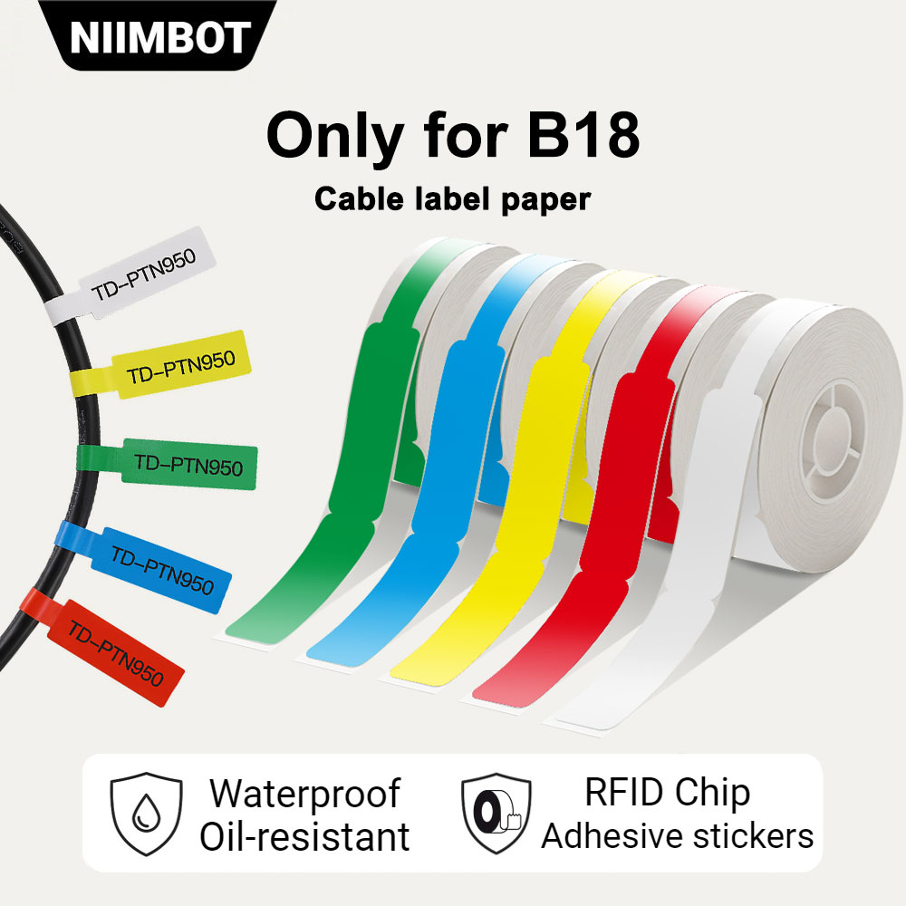 NIIMBOT B18 Thermal Transfer Label / Sticker Printer - Cable Sticker ...