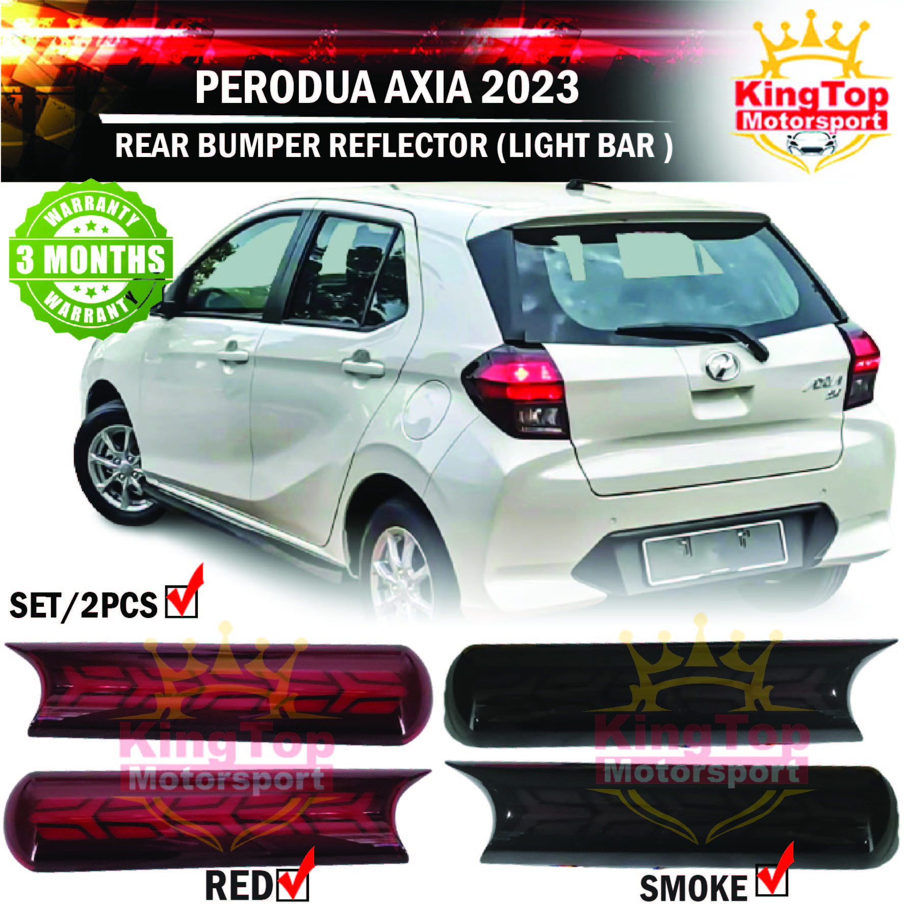 Perodua Axia 2023 Dynamic Rear Bumper Reflector With Signal Running ...