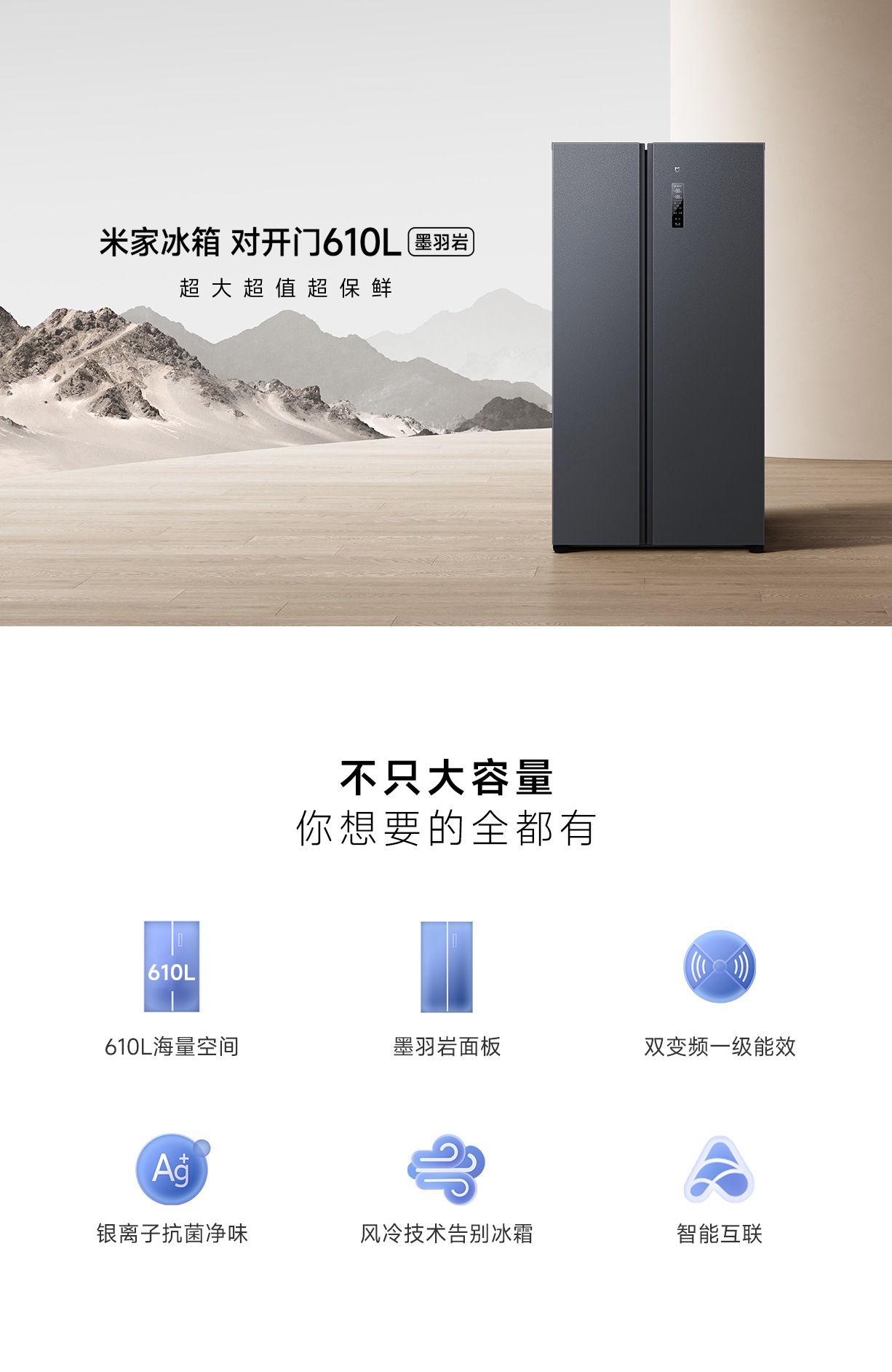 Xiaomi Mijia Smart Refrigerator 2 Door Side-by-Side 610L 99.99% ...