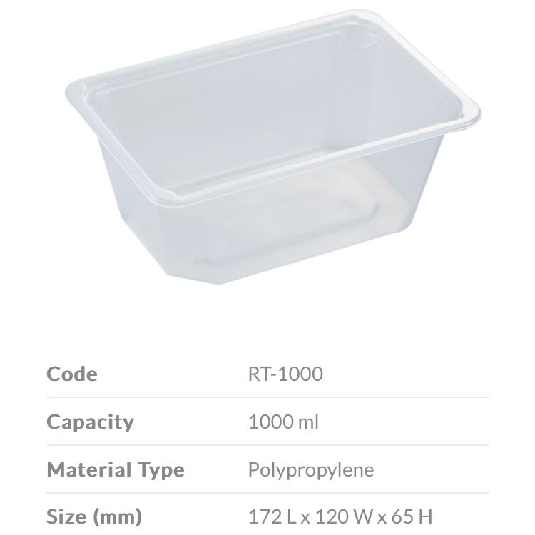 TAPAU - EC Rectangular Container & Lid ( 50sets± ) Disposable Plastic ...