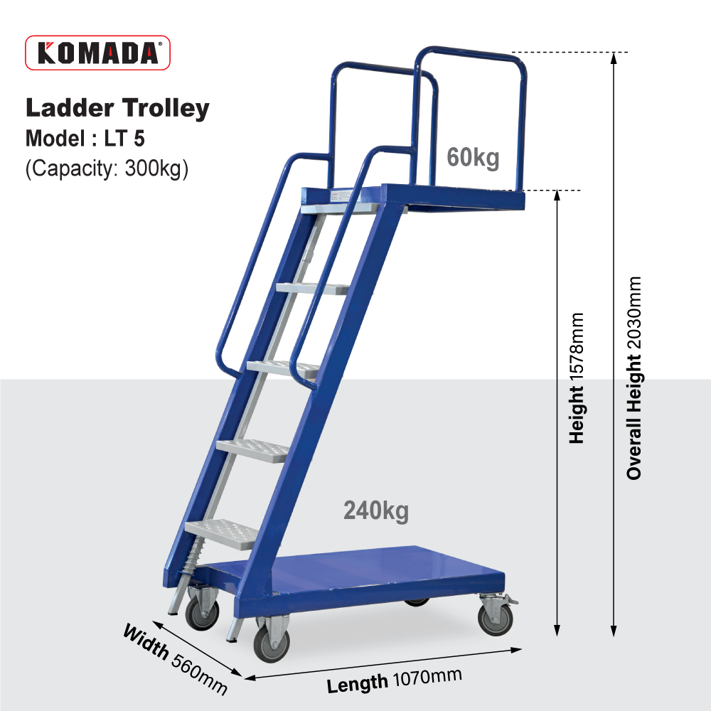 TTF Rack™ KOMADA LADDER TROLLEY Steel Warehouse Mobile Ladder Trolley ...