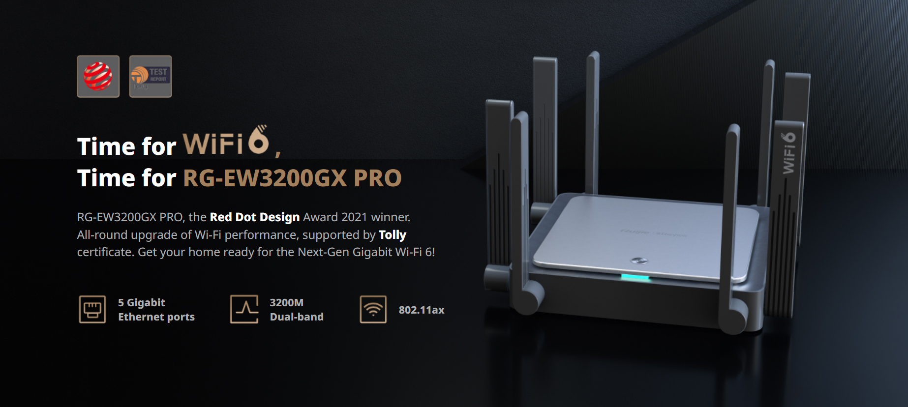 Ruijie Reyee RG-EW3200GX PRO 3200Mbps Wi-Fi 6 Dual-band Gigabit Mesh ...