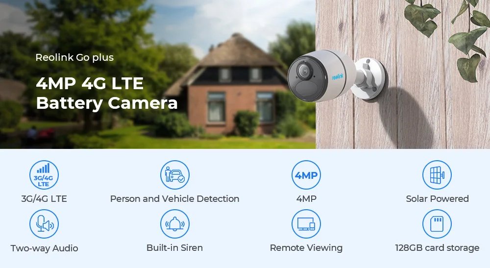 Reolink Go Plus 4MP 4G LTE + 6W Solar Panel IP Security CCTV Outdoor ...