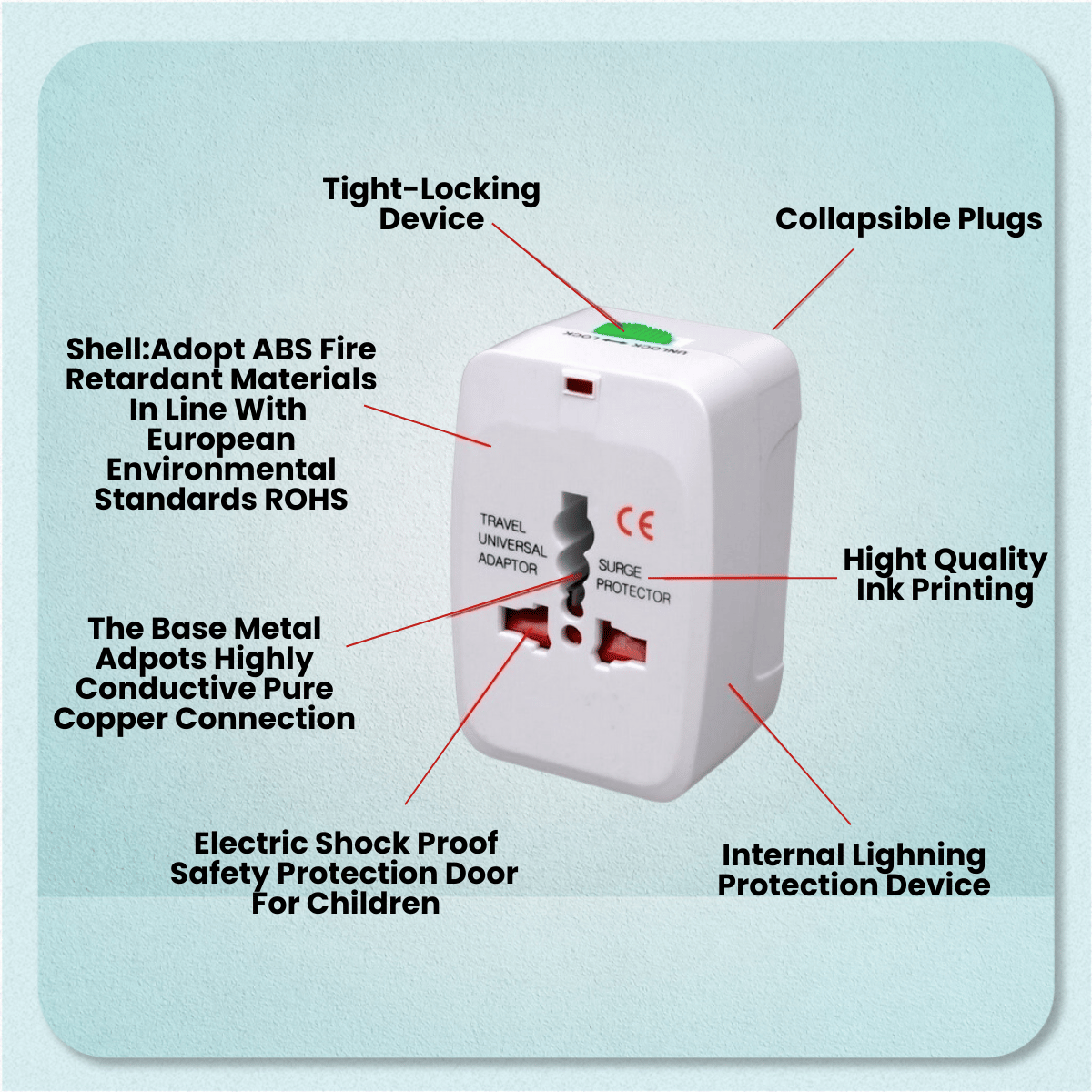 HH Travel Adaptor USB Socket Universal Multipurpose Adapter Holder ...