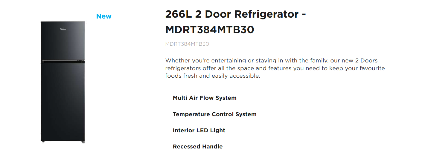 Midea Refrigerator 2 Door Inverter 330L Gross Fridge Peti Sejuk Peti ...