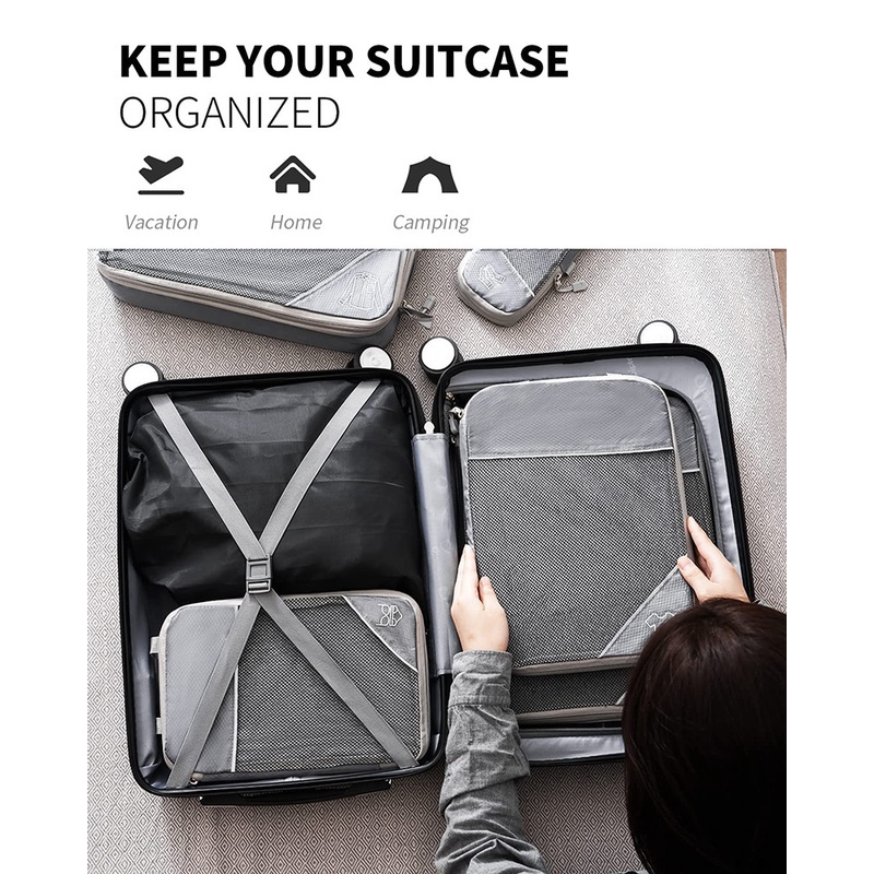 🇲🇾Ready Stock🔥 6pcs Travel Packable Bag Zipper Compression Packing ...