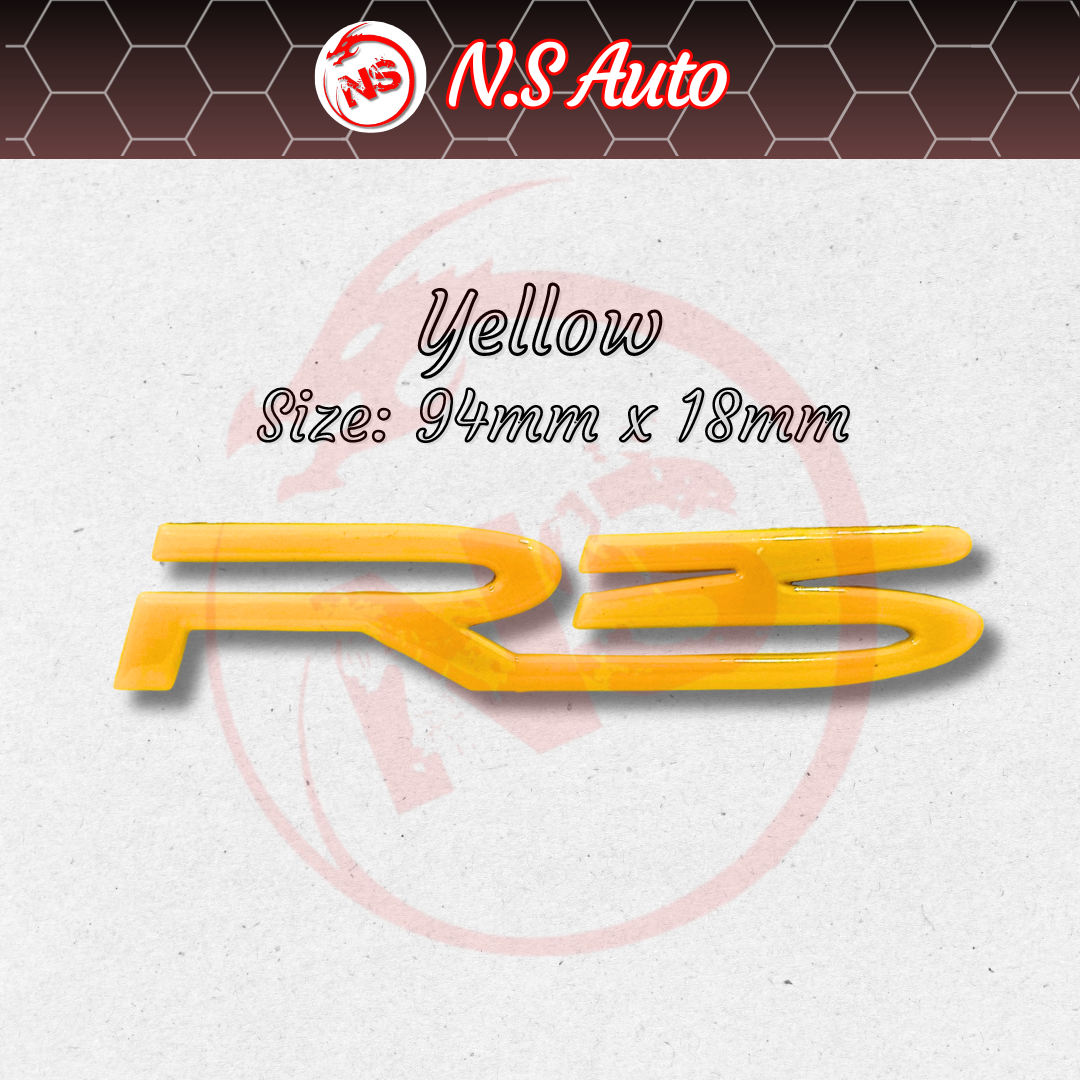 R3 Emblem Logo Chrome Red Black Yellow Silver ABS Plastic with double ...