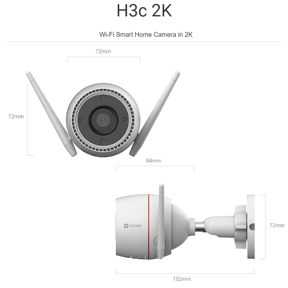 Ezviz H3C 2K 1296P 3MP Two Way Talk Color Night Vision Wireless Wi-Fi ...