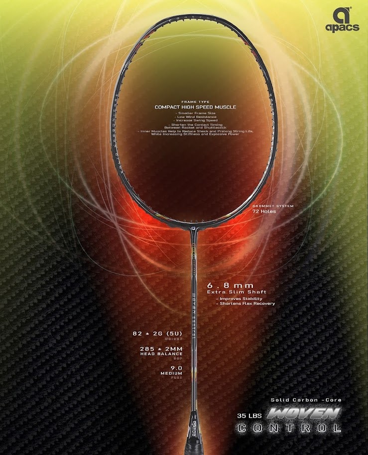 APACS Racket WOVEN Series POWER/SPEED/CONTROL ( 35LBS ) 6.8mm SLIM ...