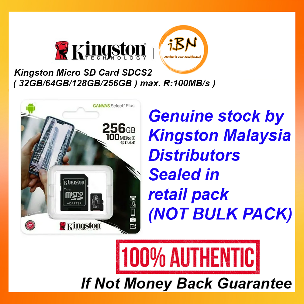 Kingston Micro SD Card Memory Card 100MB/s Canvas Select Plus Class 10 UHS-I Card SDCS2 (256GB ...