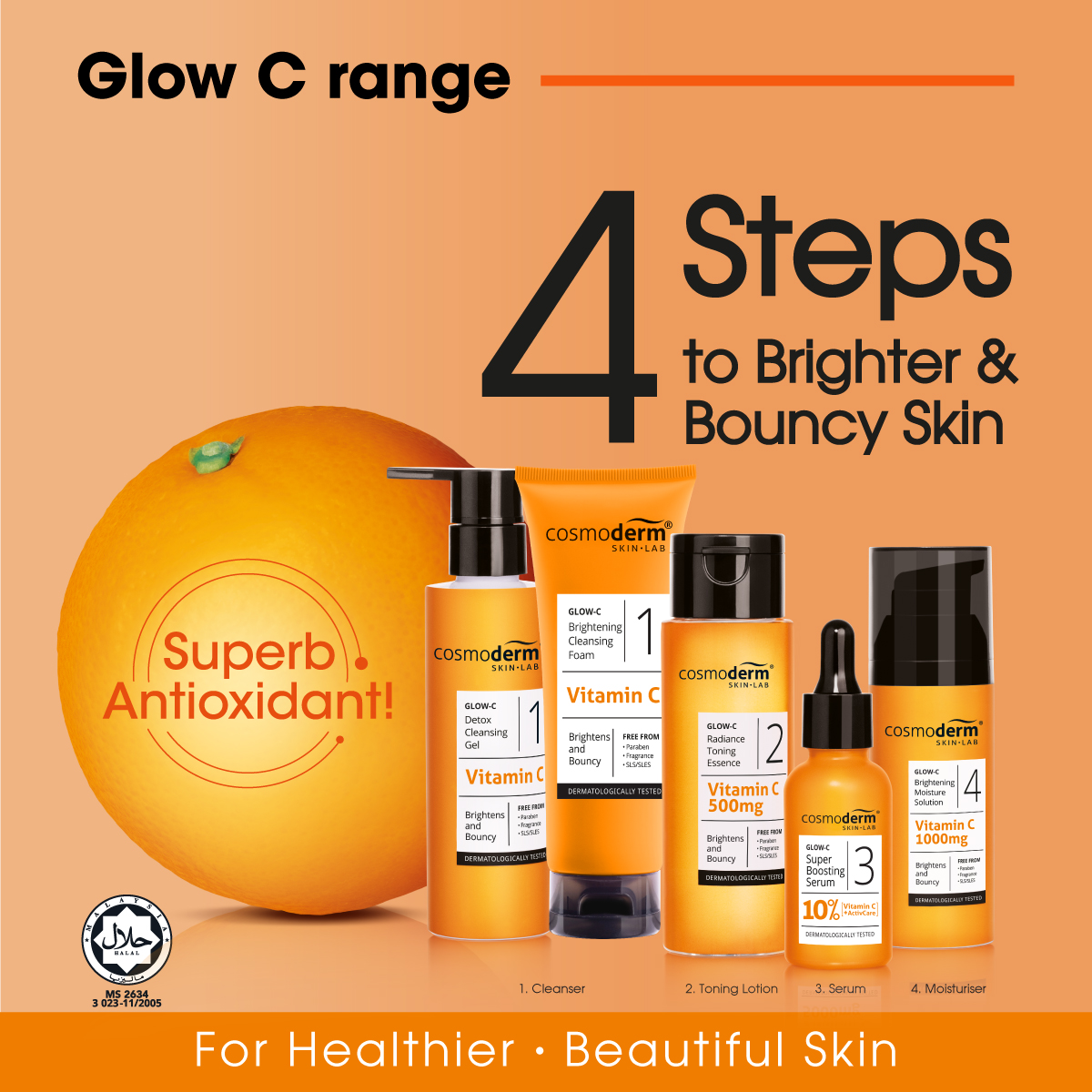 Cosmoderm Glow-C Brightening Cleansing Foam 100ml, Face Wash, Deeply ...