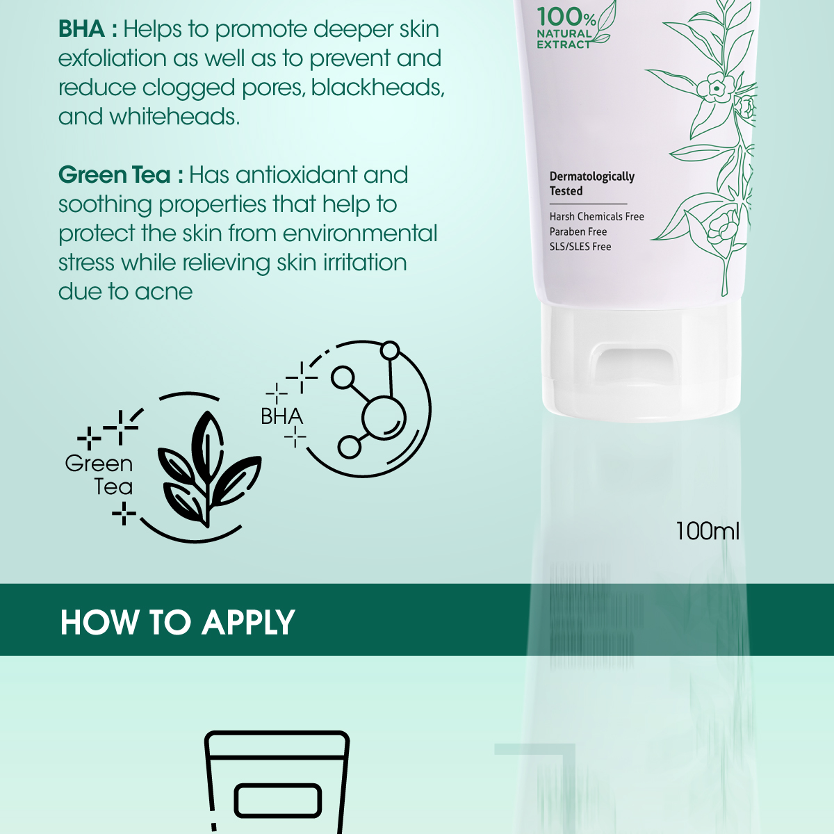 Cosmoderm Balance and Treat Facial Cleanser 100 ml (Green Tea Extract ...