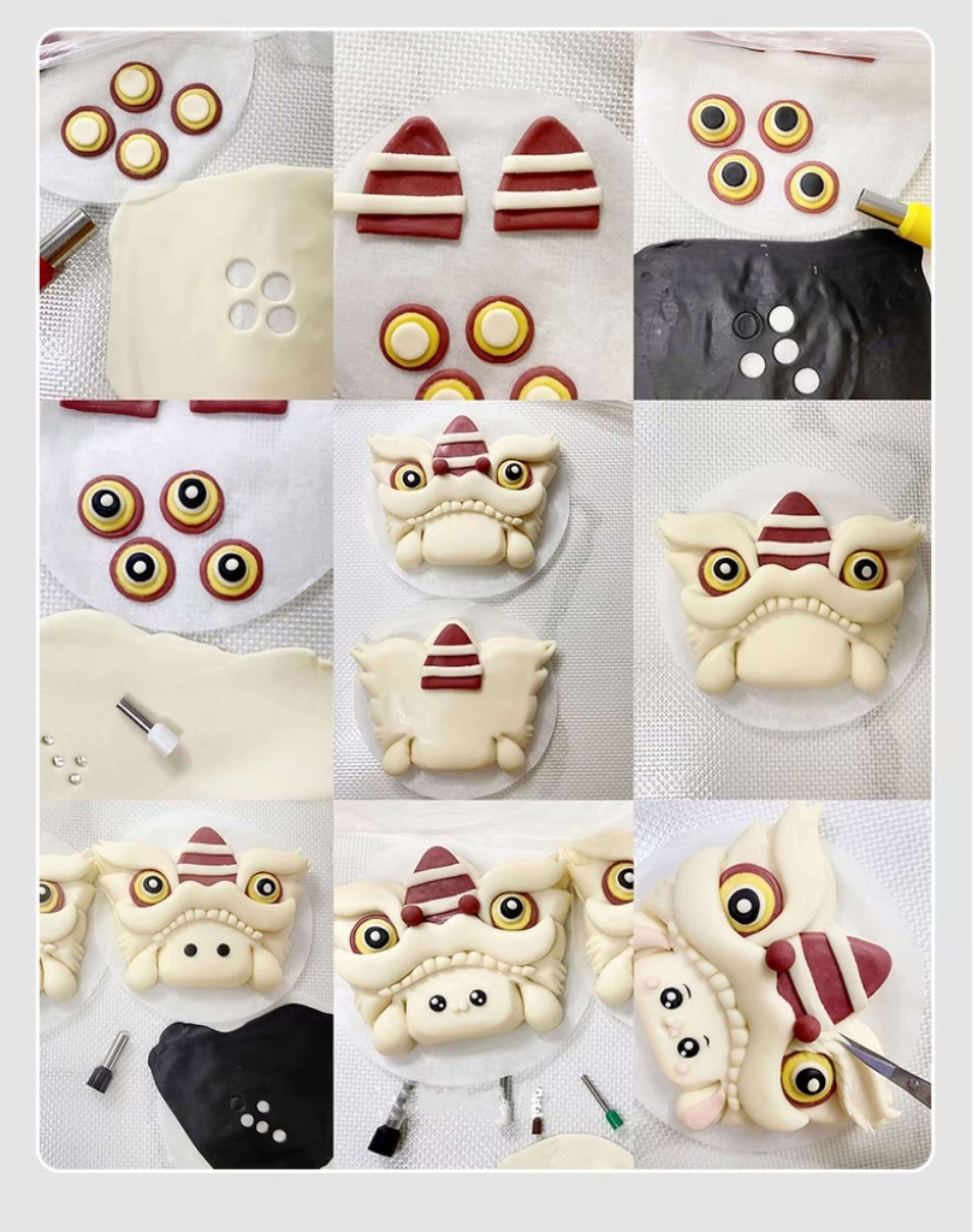 Dancing Lion Steamed Bun Cutter 2024新年醒狮馒头造型全套卡通包花样馒头模具 | Shopee Malaysia