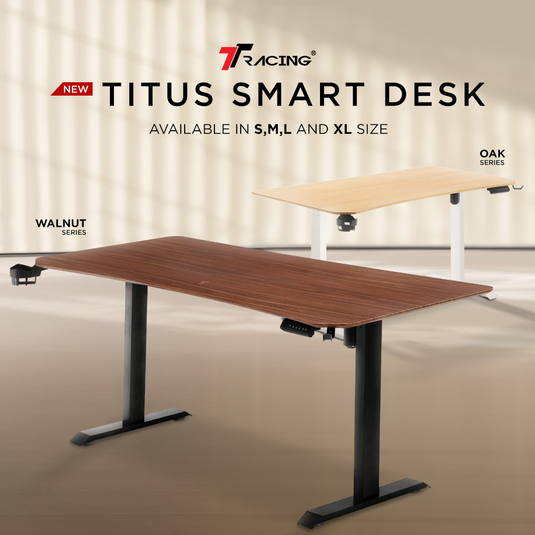 TTRacing Titus Smart Desk Walnut Oak Edition Ergonomic Wood Table ...