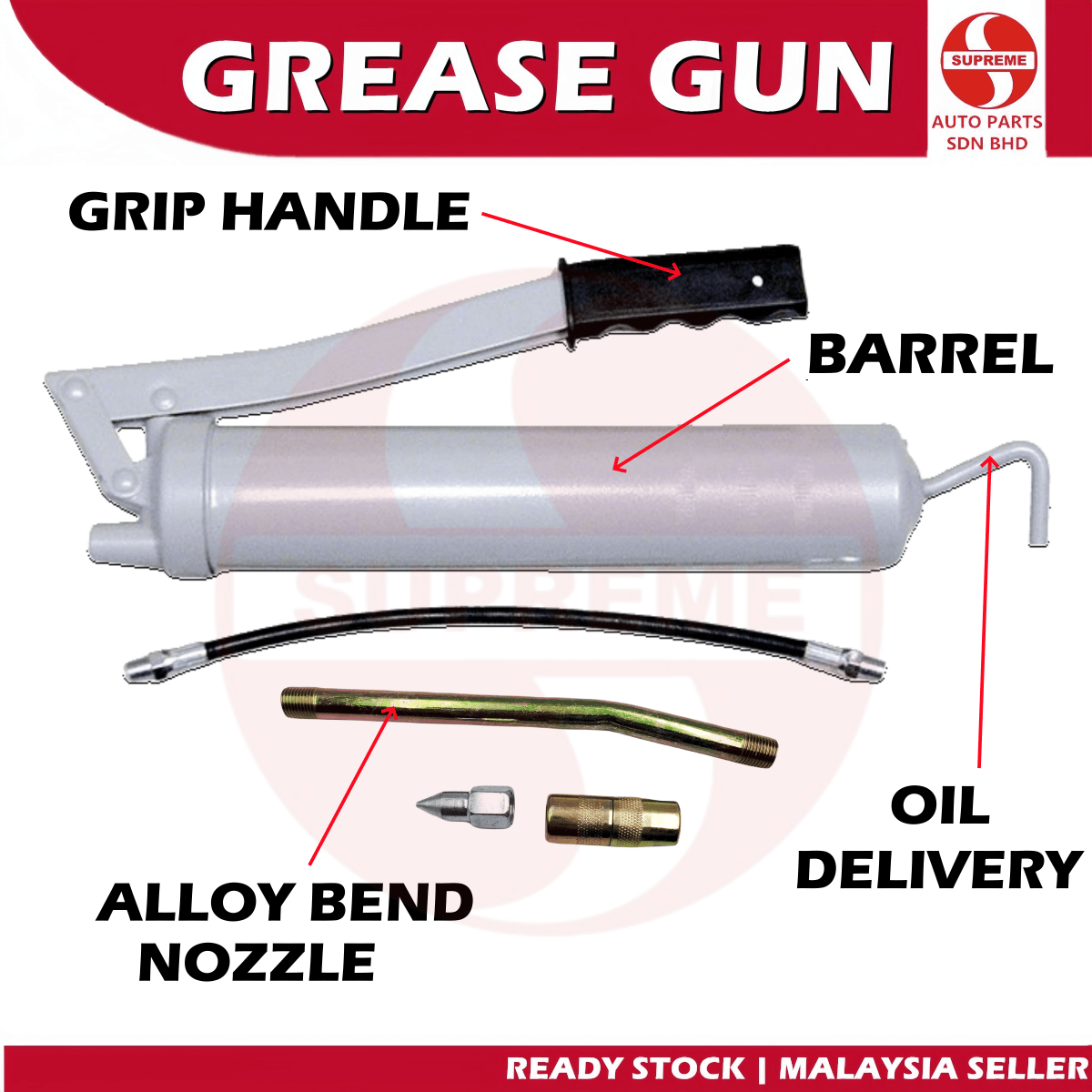 S2U Manual Grease Gun Hand Lever Pump Heavy Duty Flexible Hose Coupler ...