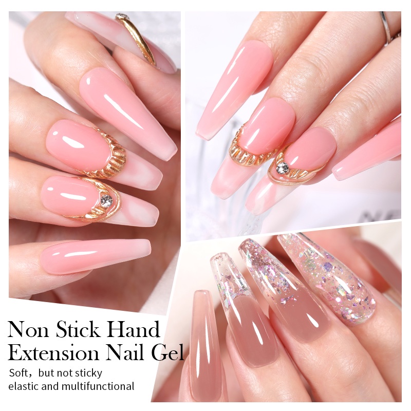 BORN PRETTY 15ML Non Stick Hand Solid Extension Nail Gel Clear Nude ...