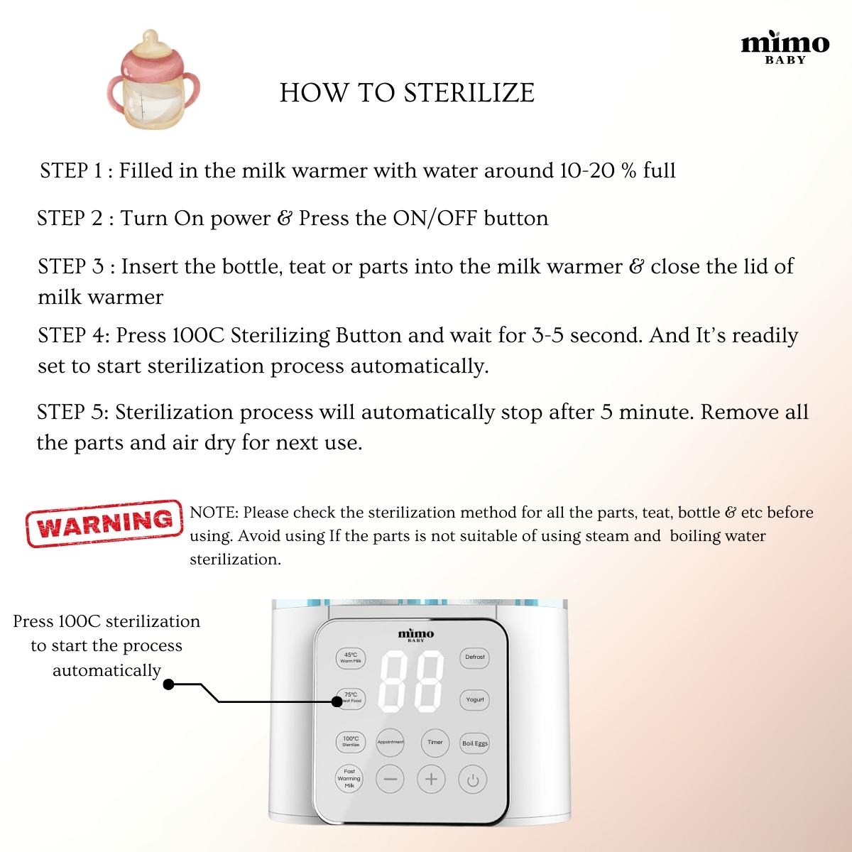 Mimo baby 6 in 1 Smart LED Touch Screen Multifunctional Milk Warmer ...