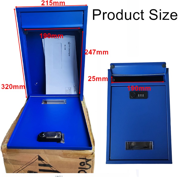 TRENY Iron Letter Box Wall Mount Mail Box with Keys Lock Password Locks ...