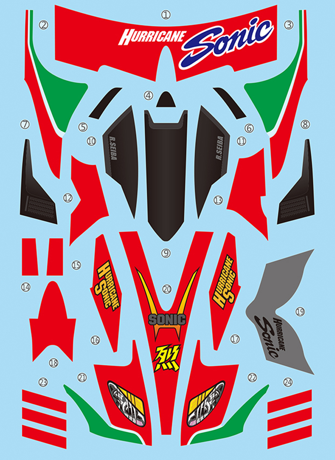 (Snow Flame) Waterslide Decal - Hurricane Sonic Fully Cowled Mini 4WD ...