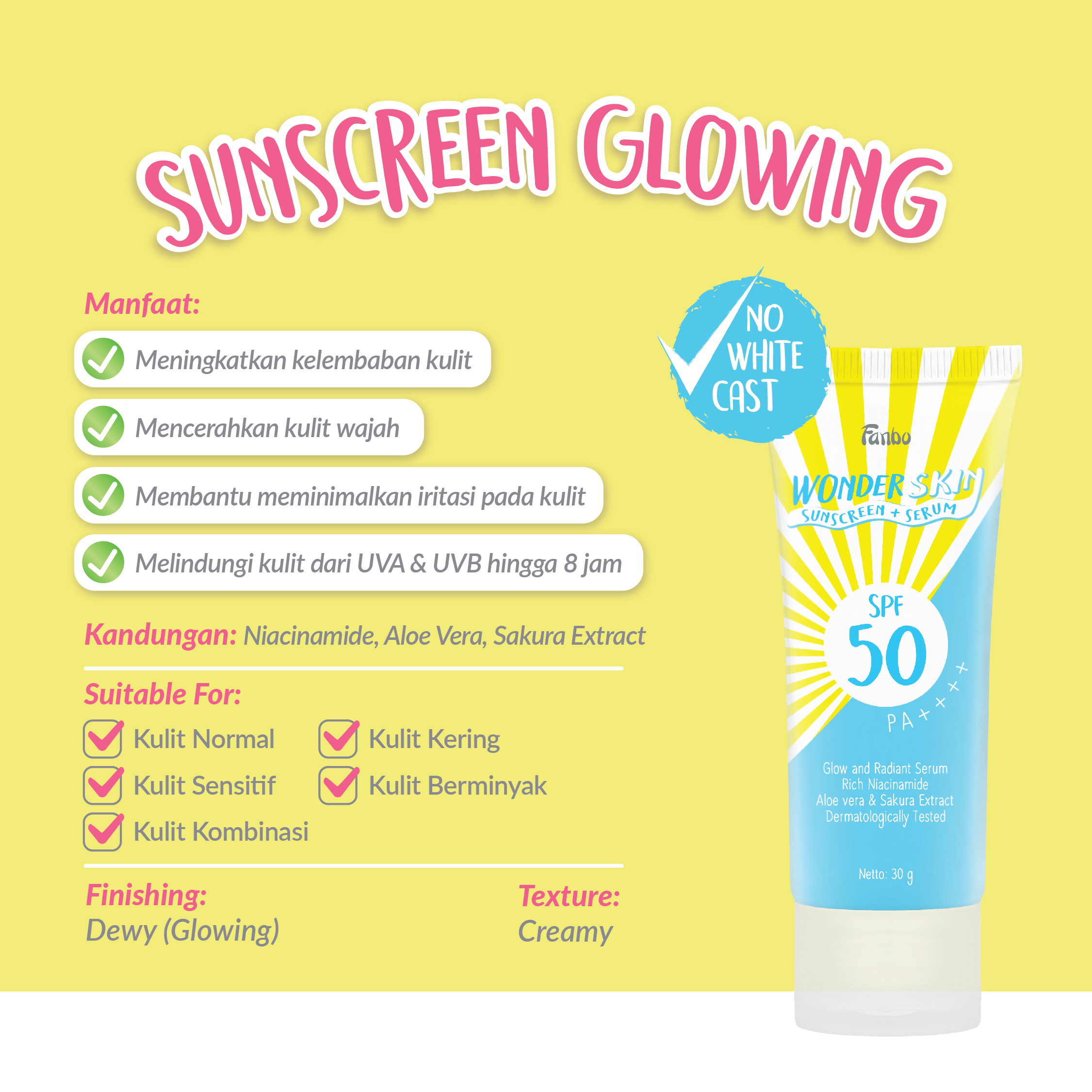 Fanbo Wonder Skin Sunscreen + Serum SPF50 PA++++ 30g | Shopee Malaysia