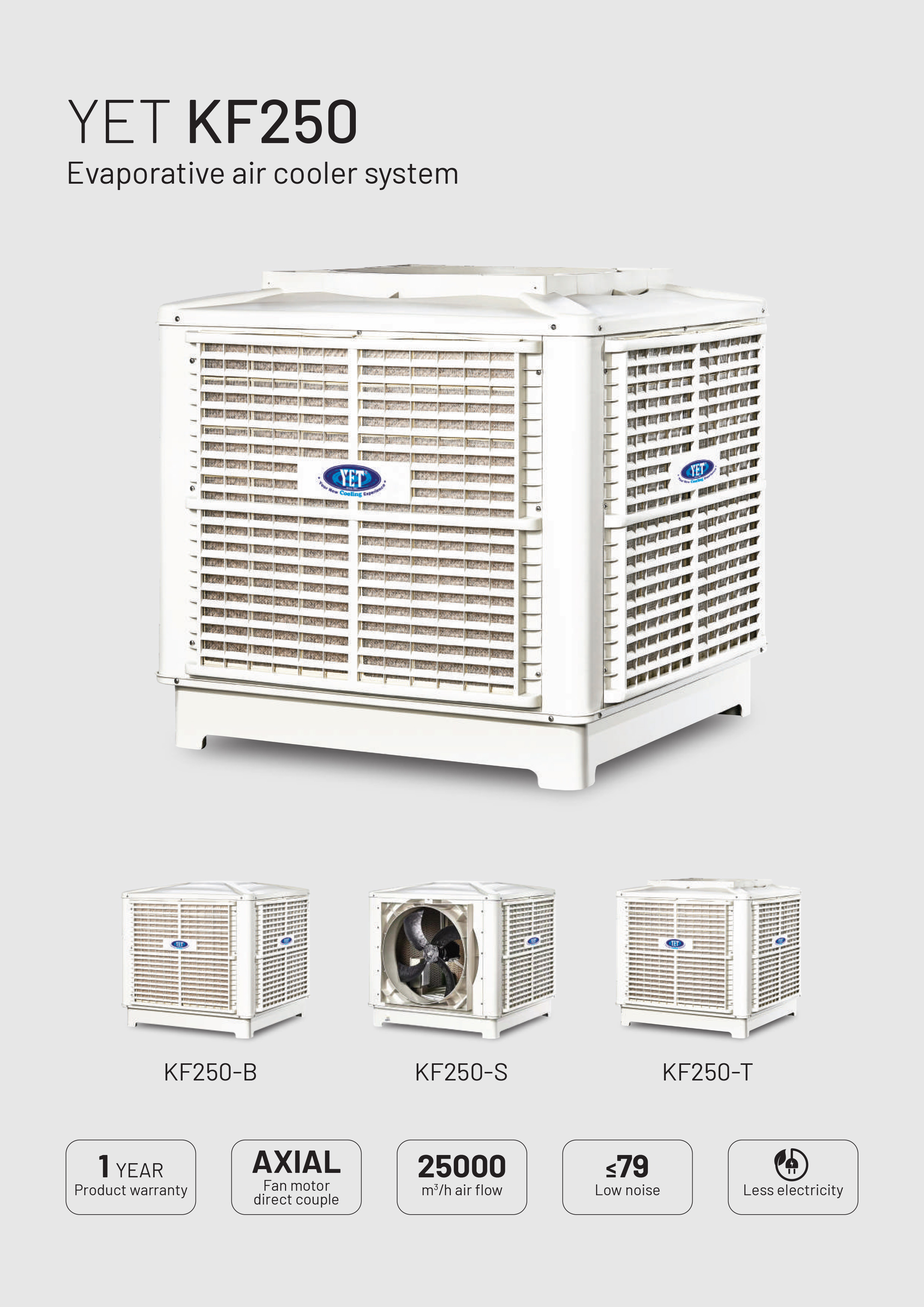 YET KF250 Axial Fan Industrial Evaporative Air Cooler System Type ...