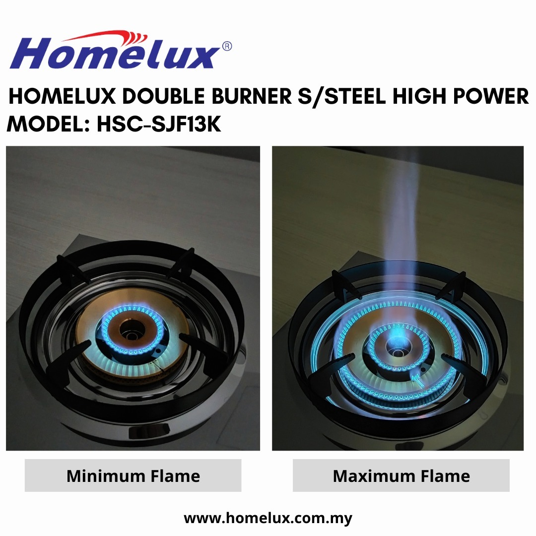 HOMELUX Gas Cooker 13kW High Powerful Super Jet Flame 2 Burner Low ...