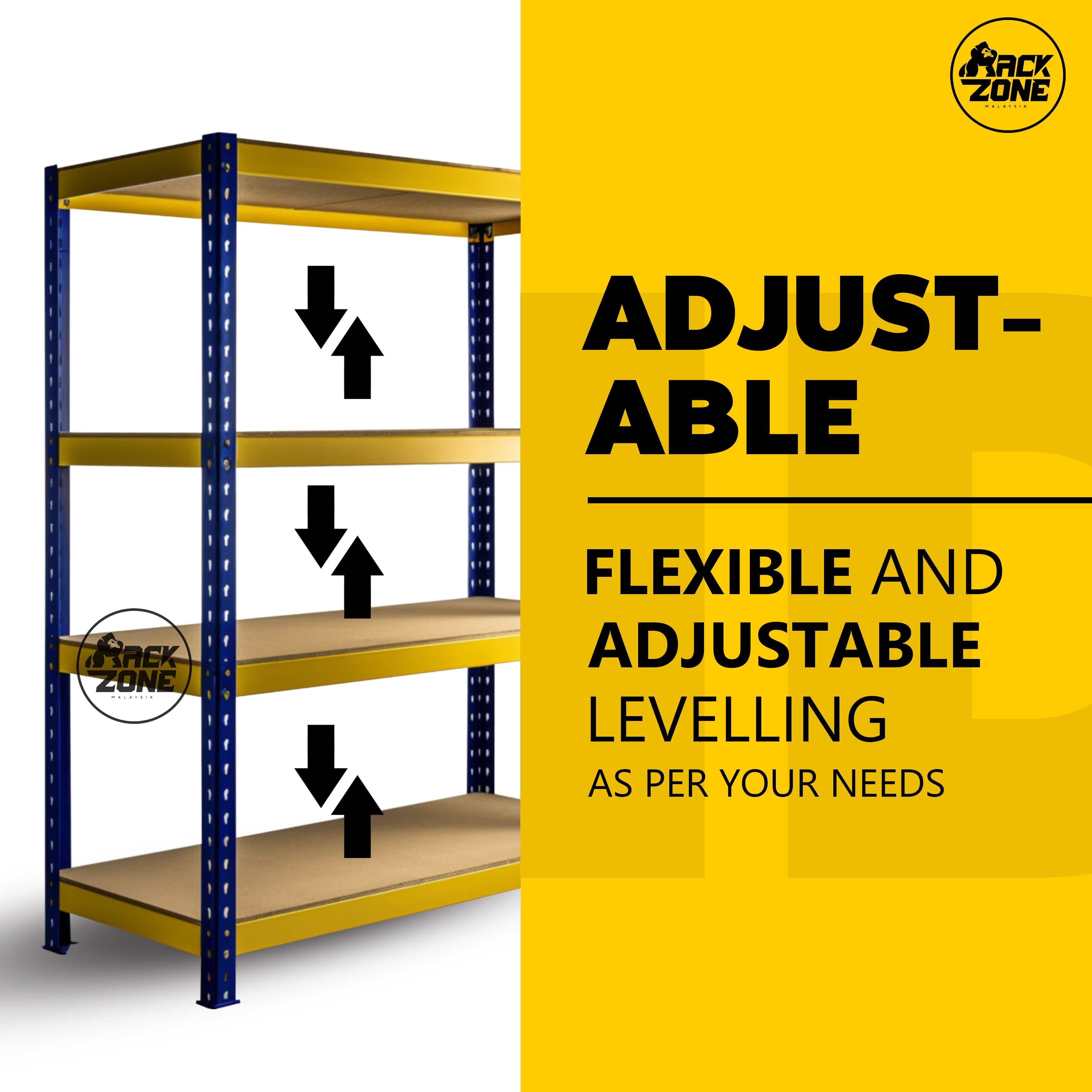 RACKZONE 4 Level Storage Rack Boltless Rak Besi Bertingkat Dapur Home ...