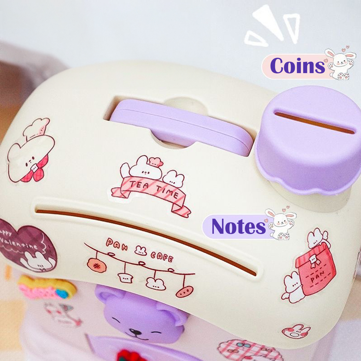 Kids Piggy Bank House Design Coin Bank Sticker Toy Intellectual Money ...