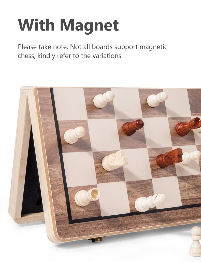 39cm Wooden Chess Set 2-in-1 With Checkers Tournament Premium Quality ...