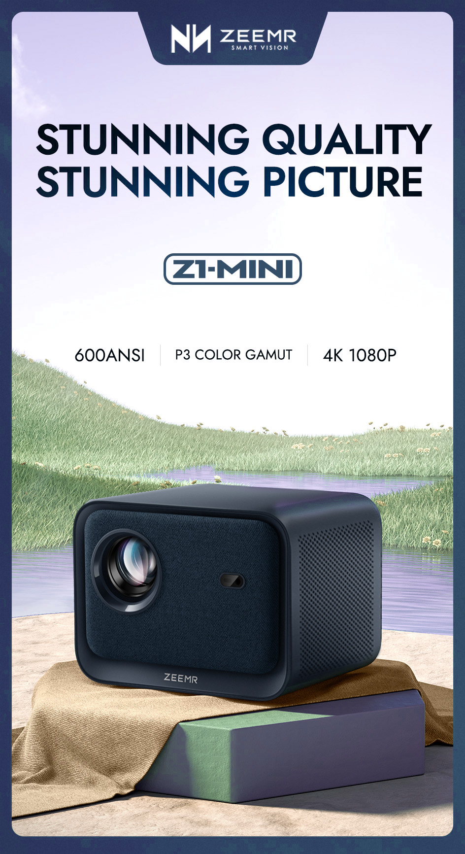 ZEEMR Z1 Mini Projector 1080P 4K Full HD Portable Home Projector Screen ...