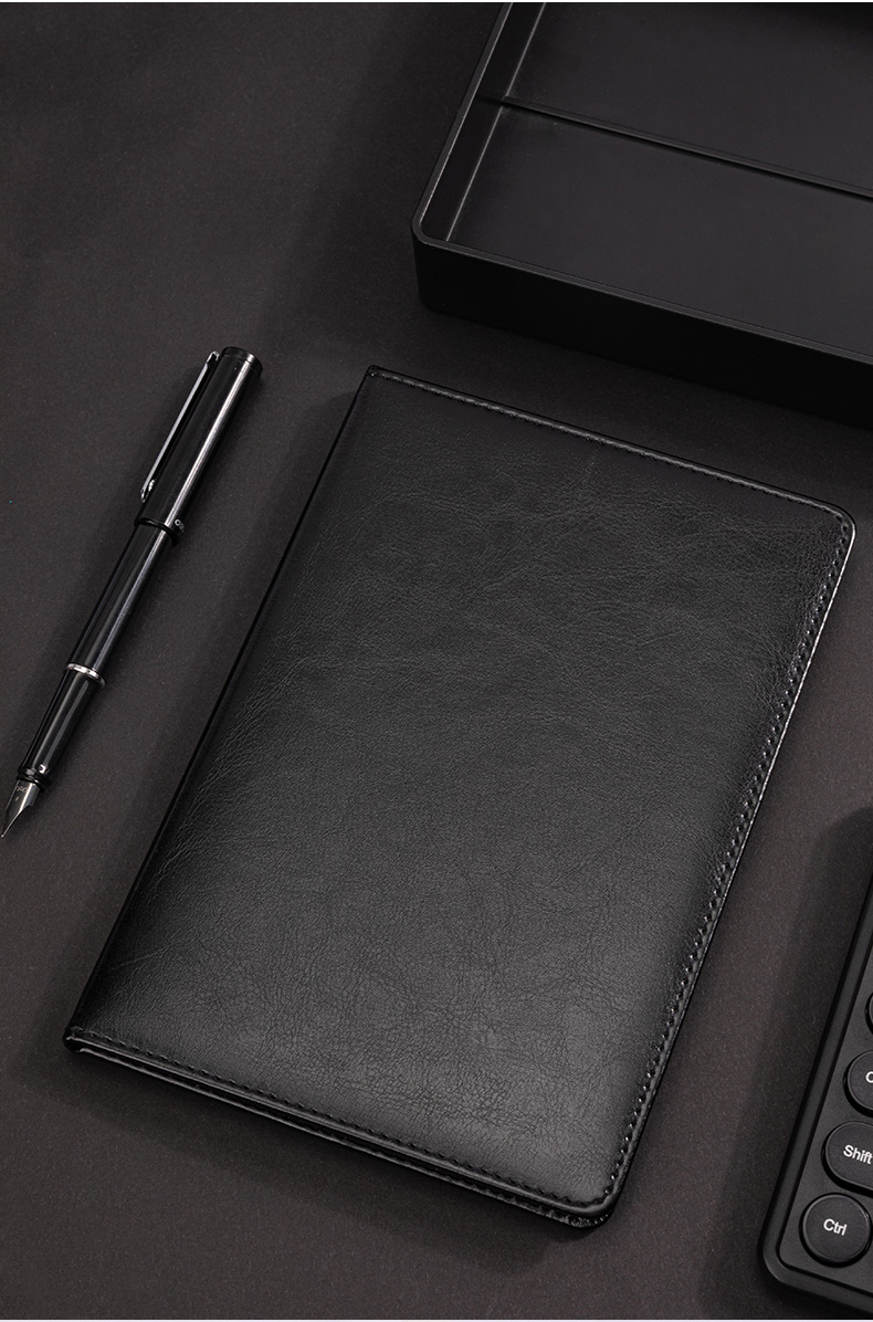 Deli Leather Cover Notebook 25K 160 Pages A5 Size Black Note Pad ...